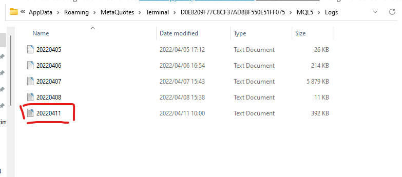 Autochartist - How to get the MetaTrader debug Log